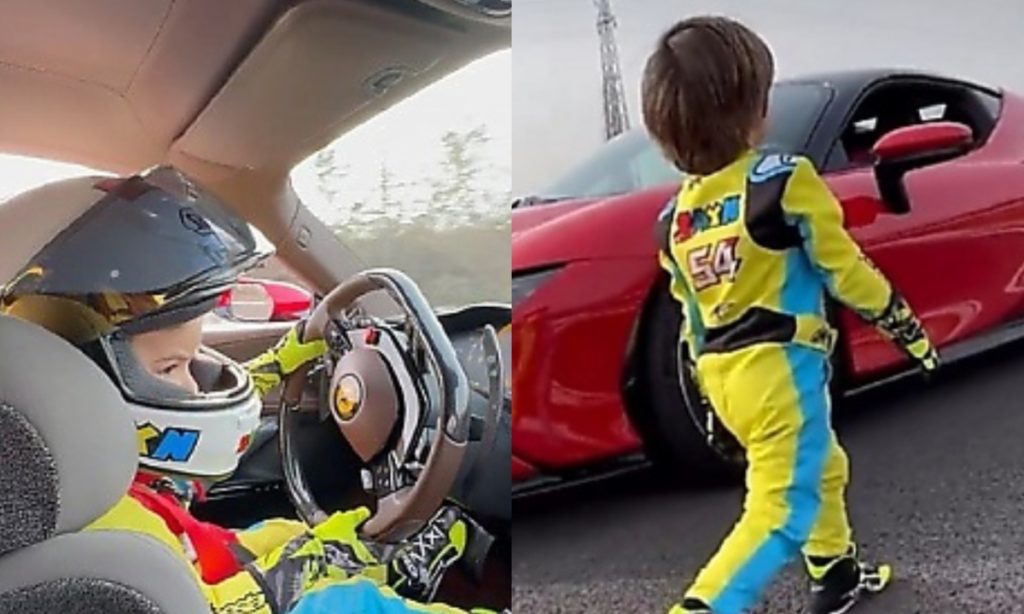 3-Year-Old Demonstrates Expert Driving Skills with Dad’s Ferrari SF90 ...