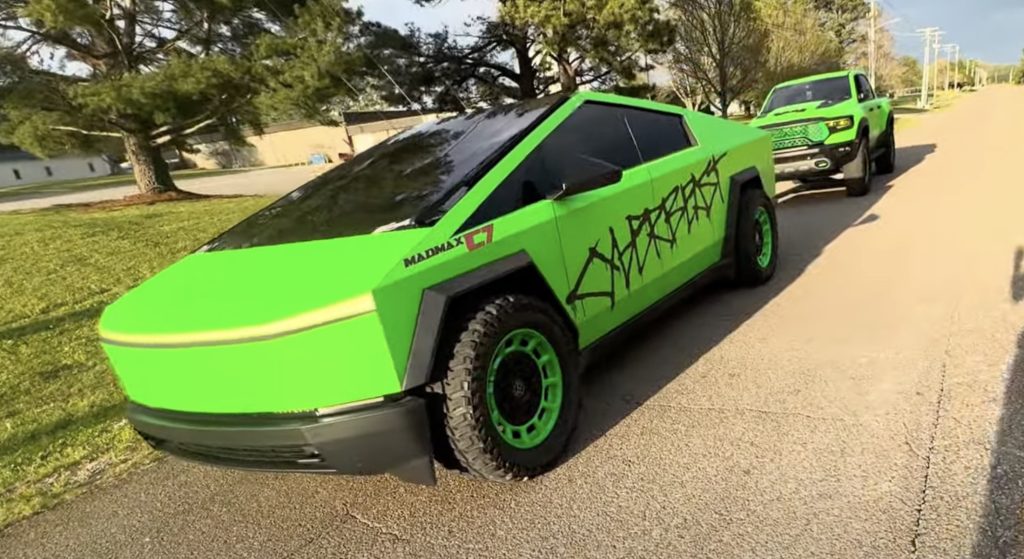 Customized Cybertruck and TRX: A Neon Green Duo Takes the Road by Storm ...