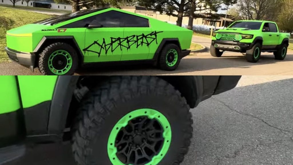 Customized Cybertruck and TRX: A Neon Green Duo Takes the Road by Storm ...