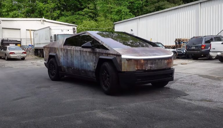 Rust Wrap Gives Tesla Cybertruck Appearance of Decade-Old Barn Find ...